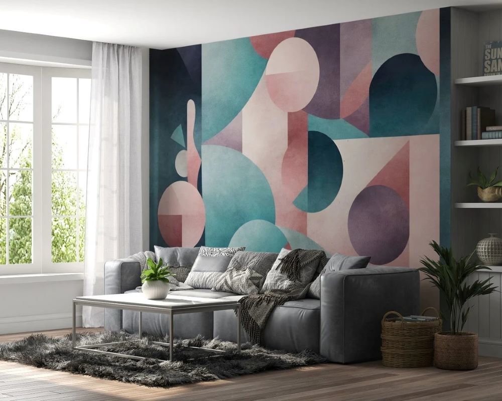 Geometrik Soft Renkler Tasarım Duvar Kağıdı